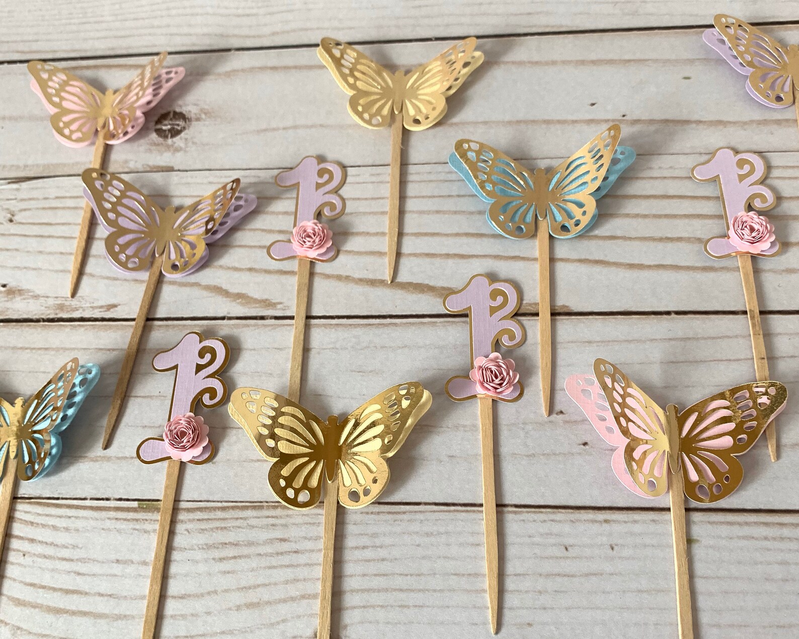 Butterfly Cupcake Toppers Butterfly First Birthday Garden | Etsy
