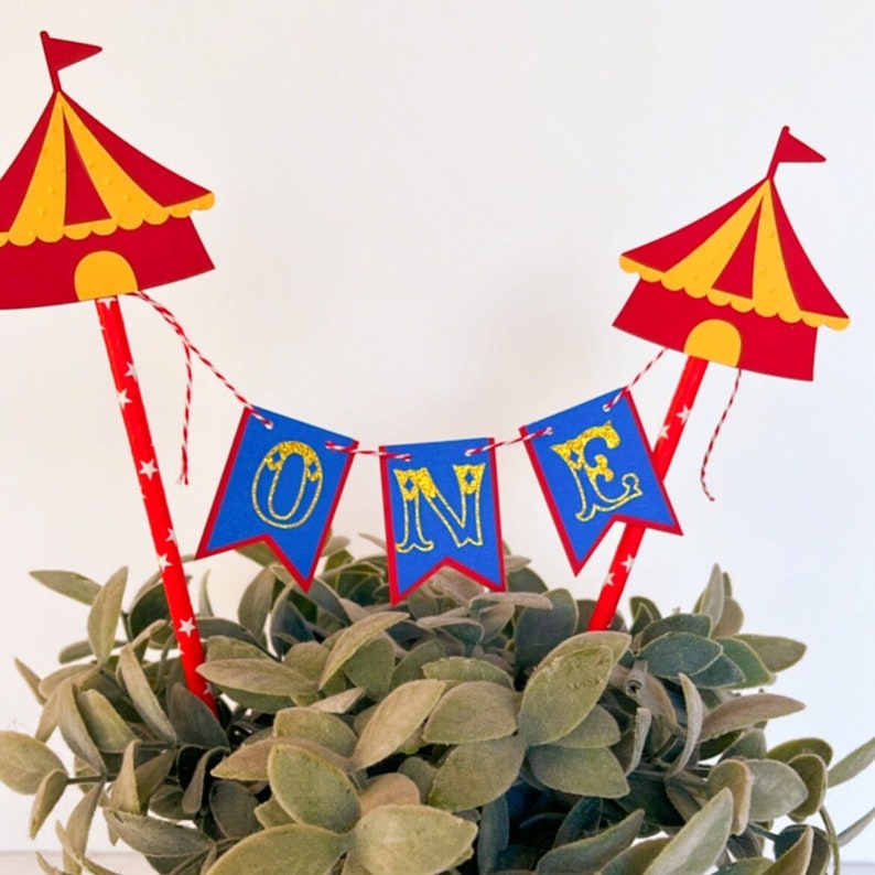 Circus Tent Cake Topper Bunting Circus Bunting Topper Smash - Etsy
