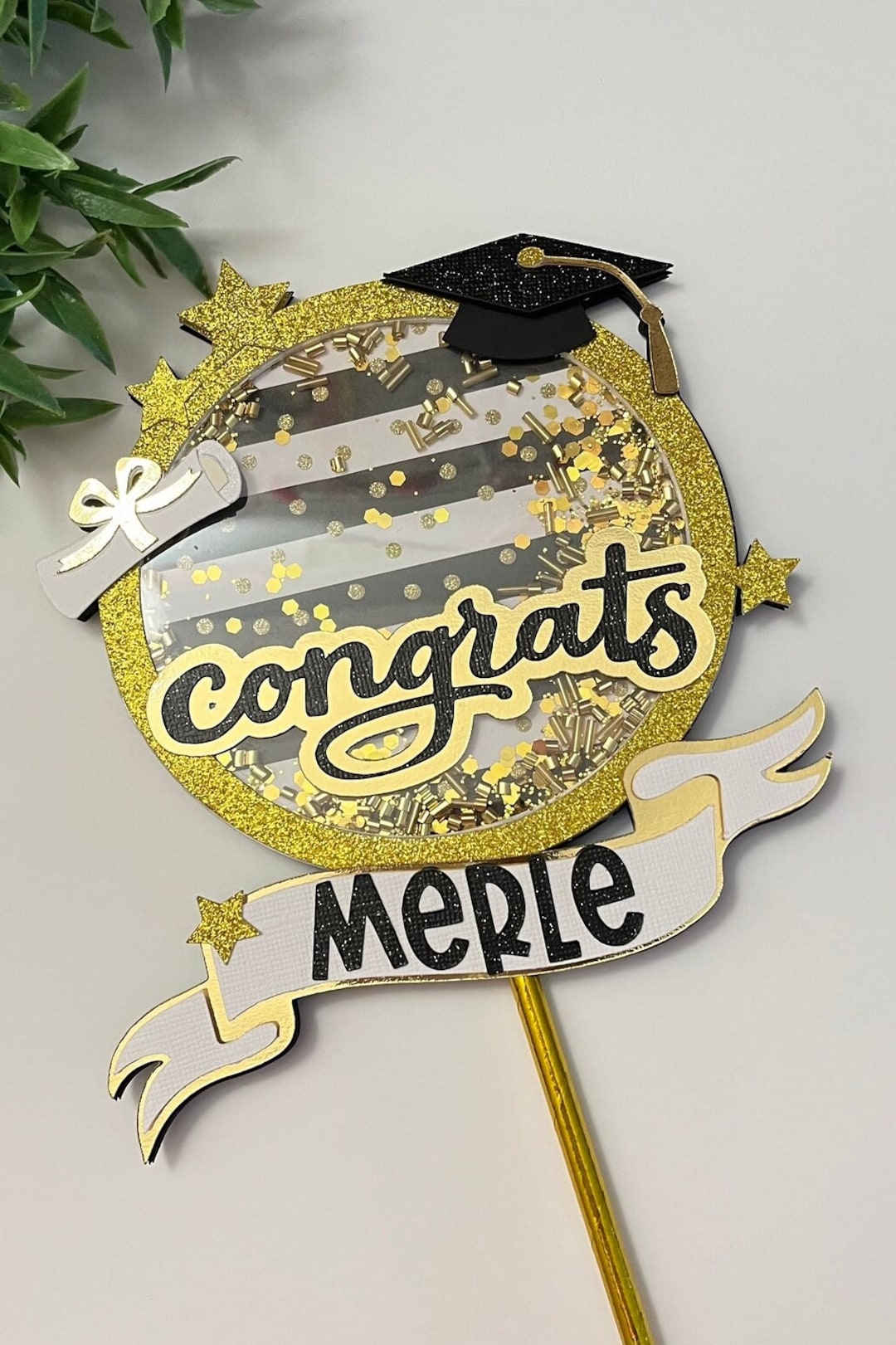 Graduation Cake Topper Shaker: Glitter Card Stock, Congrats 2024 - Etsy
