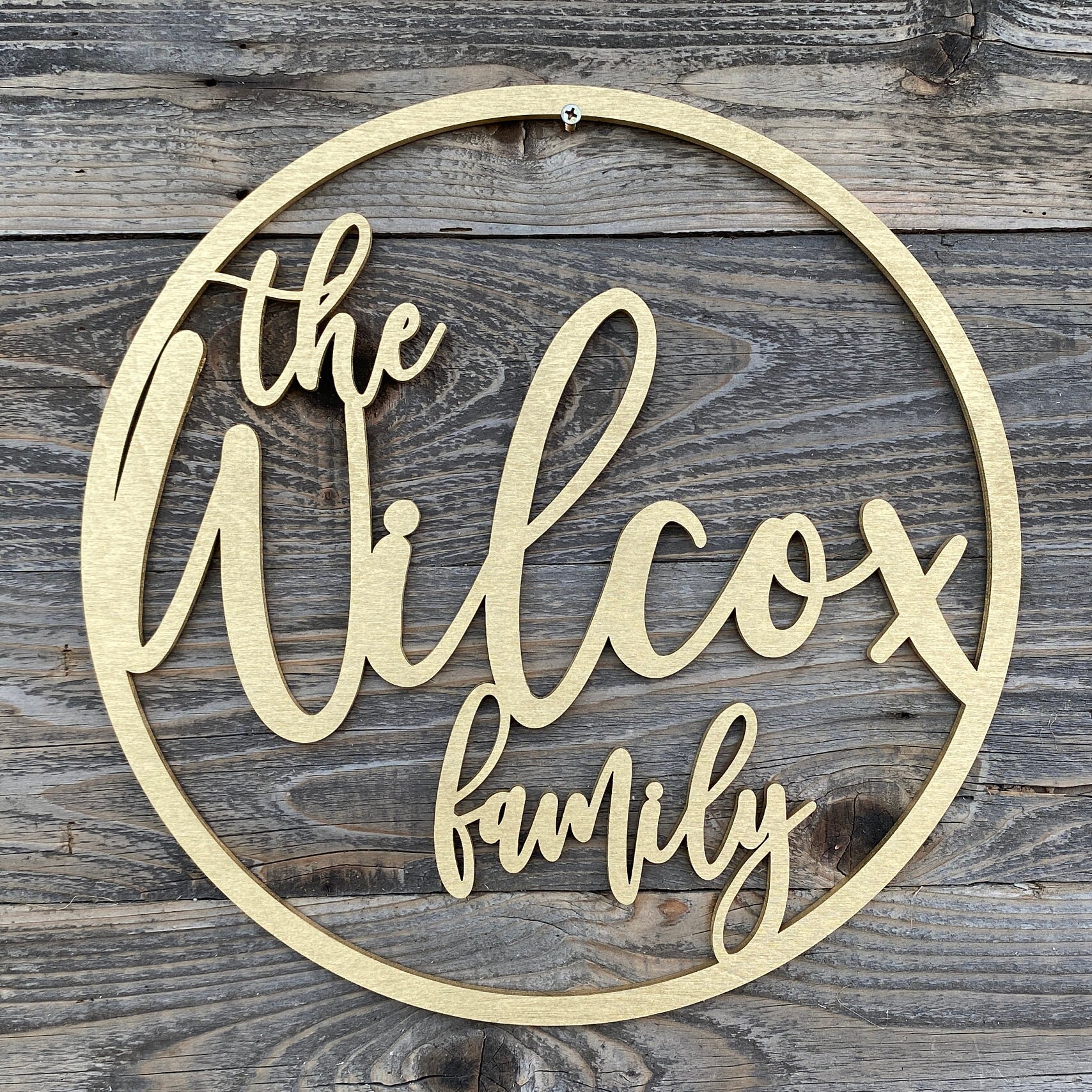 Personalized Family Last Name Sign | Circle Plywood Door Wreath - Etsy ...