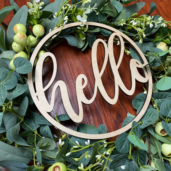 Hello Circle Sign Welcome Sign Door Sign Wreath | Etsy