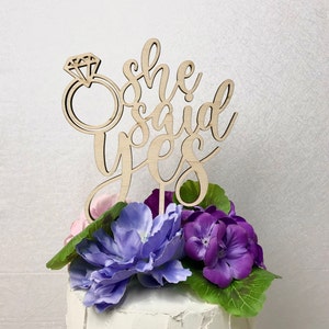 She Said Yes Cake Topper, Newly Engaged Couple, Engagement Party ...