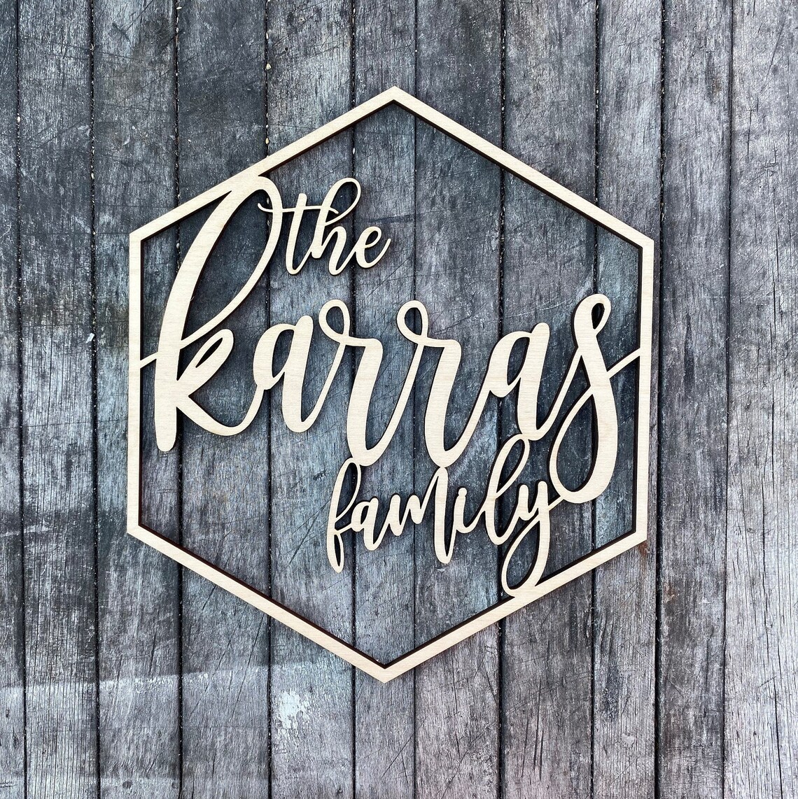 14" Hexagon Family Name Sign | Door Sign | Wreath | Back Drop - Etsy