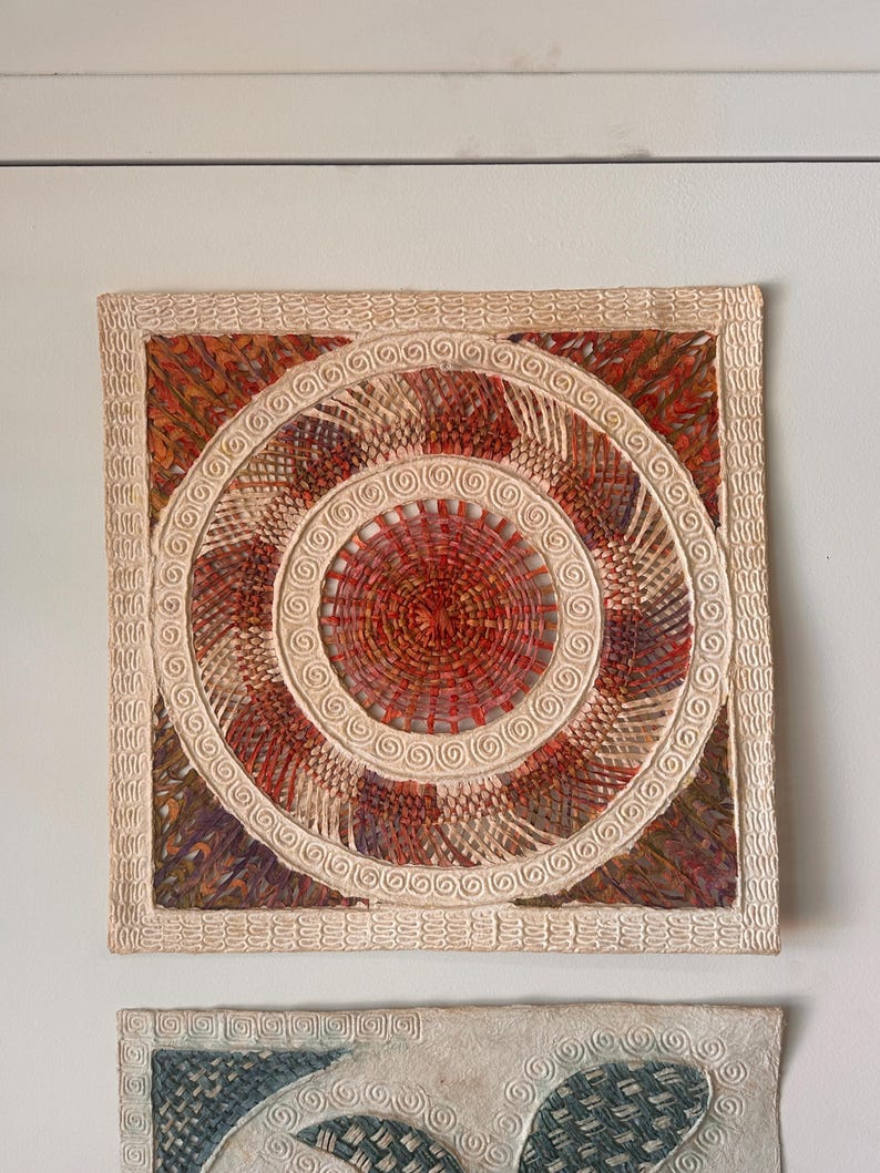 Hand Woven Amate Bark Wall Art: Medium Square Tapestry (15 1/2") - Etsy