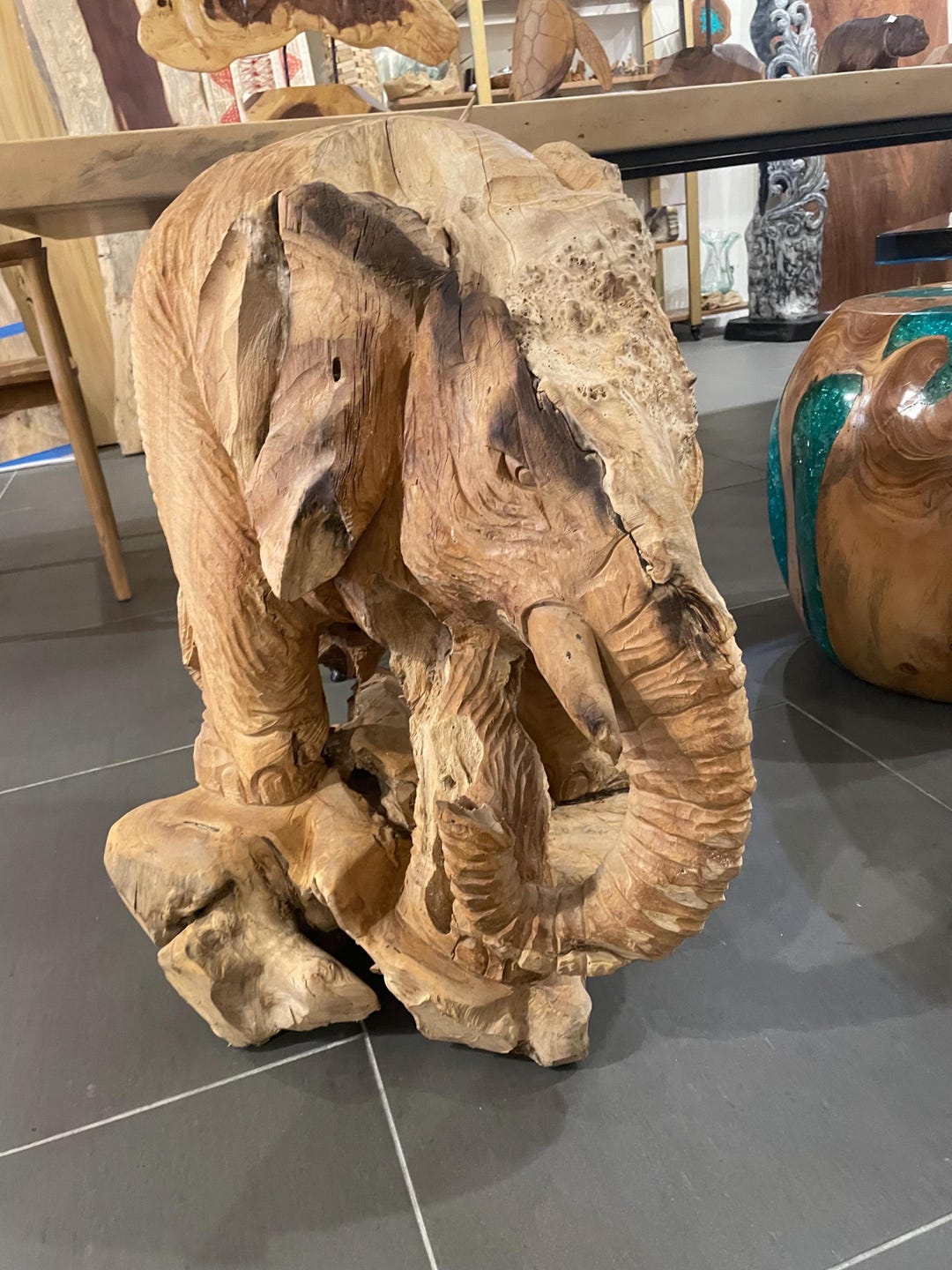 Large Hand Carved Teak Elephant “jumbo” - Etsy