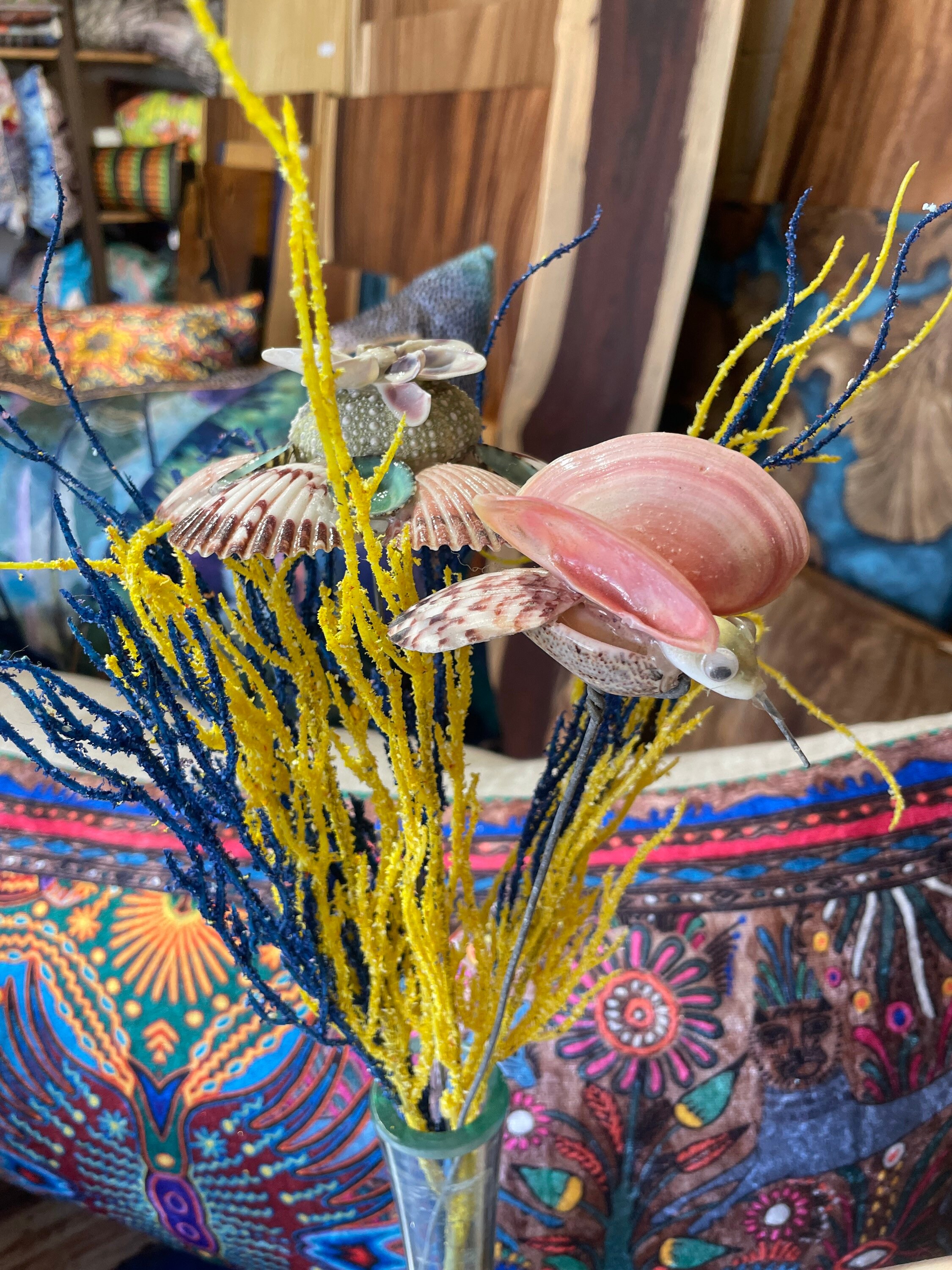 Shell Flowers and Hummingbirds - Etsy