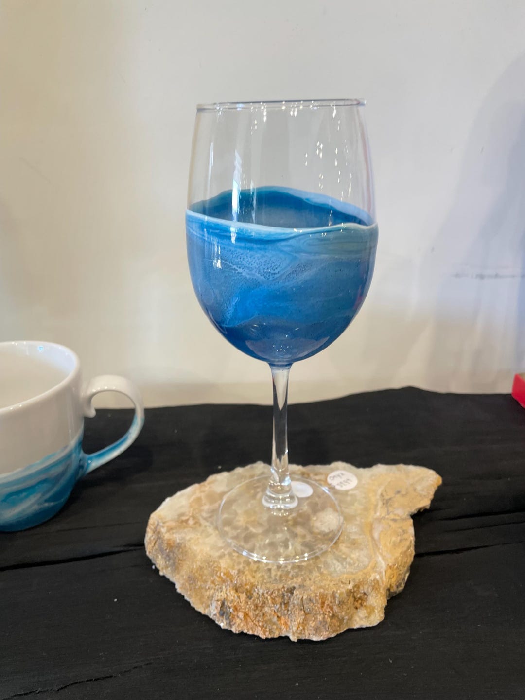 Stemed Beachy Blue Resin Wave Wine Glasses - Etsy