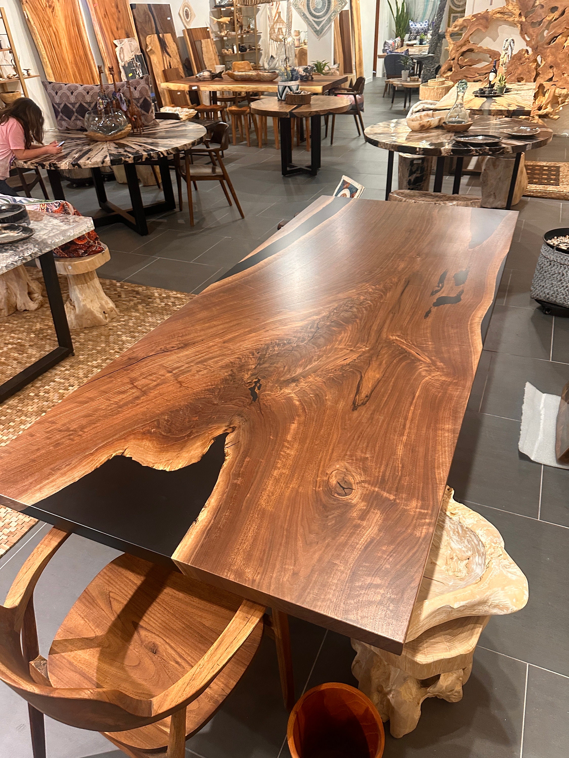 101 Walnut Slab Table With Black Resin - Etsy
