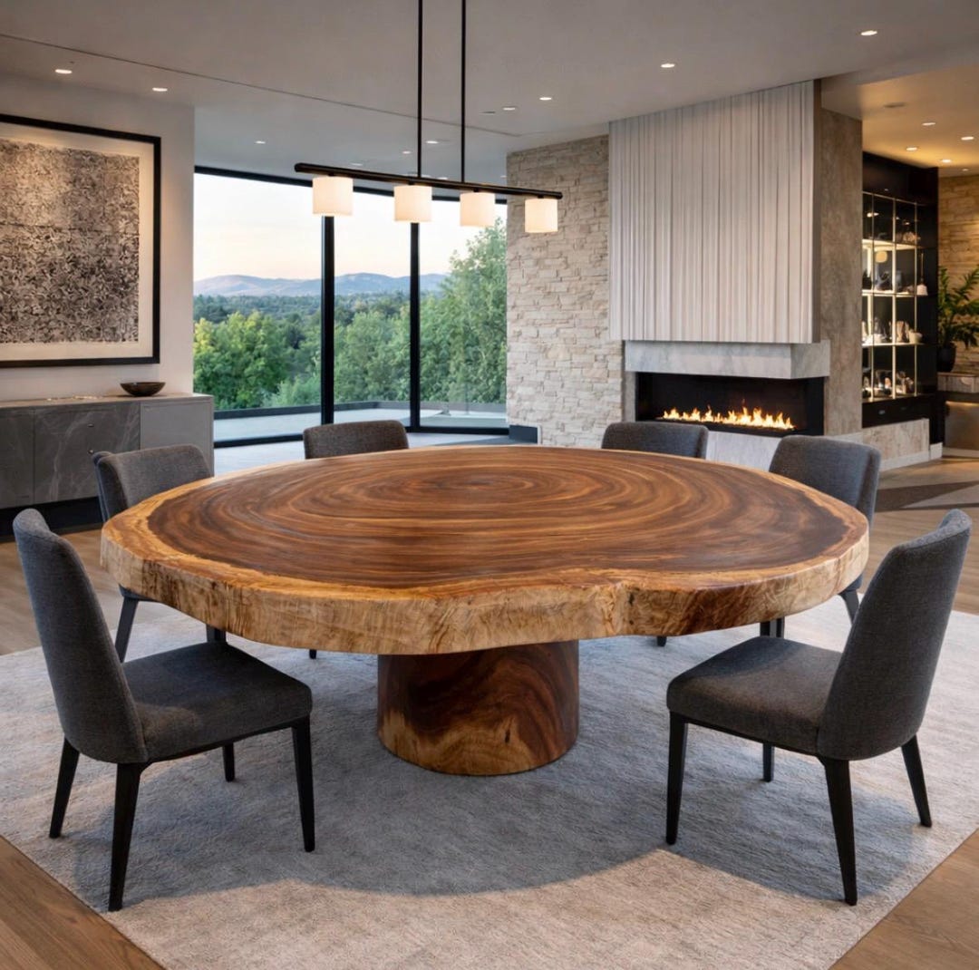 Organic Round Table - Acacia - Etsy