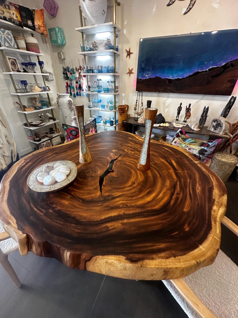 Live Edge Round Dining Table, Solid Wood Slab, Organic Statement Piece ...