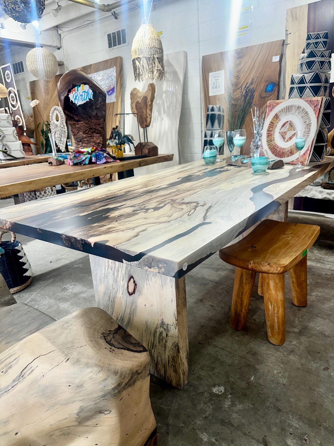 8 Person Solid Wood Tamarind Table With Resin - Etsy