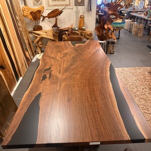 101 Walnut Slab Table With Black Resin - Etsy