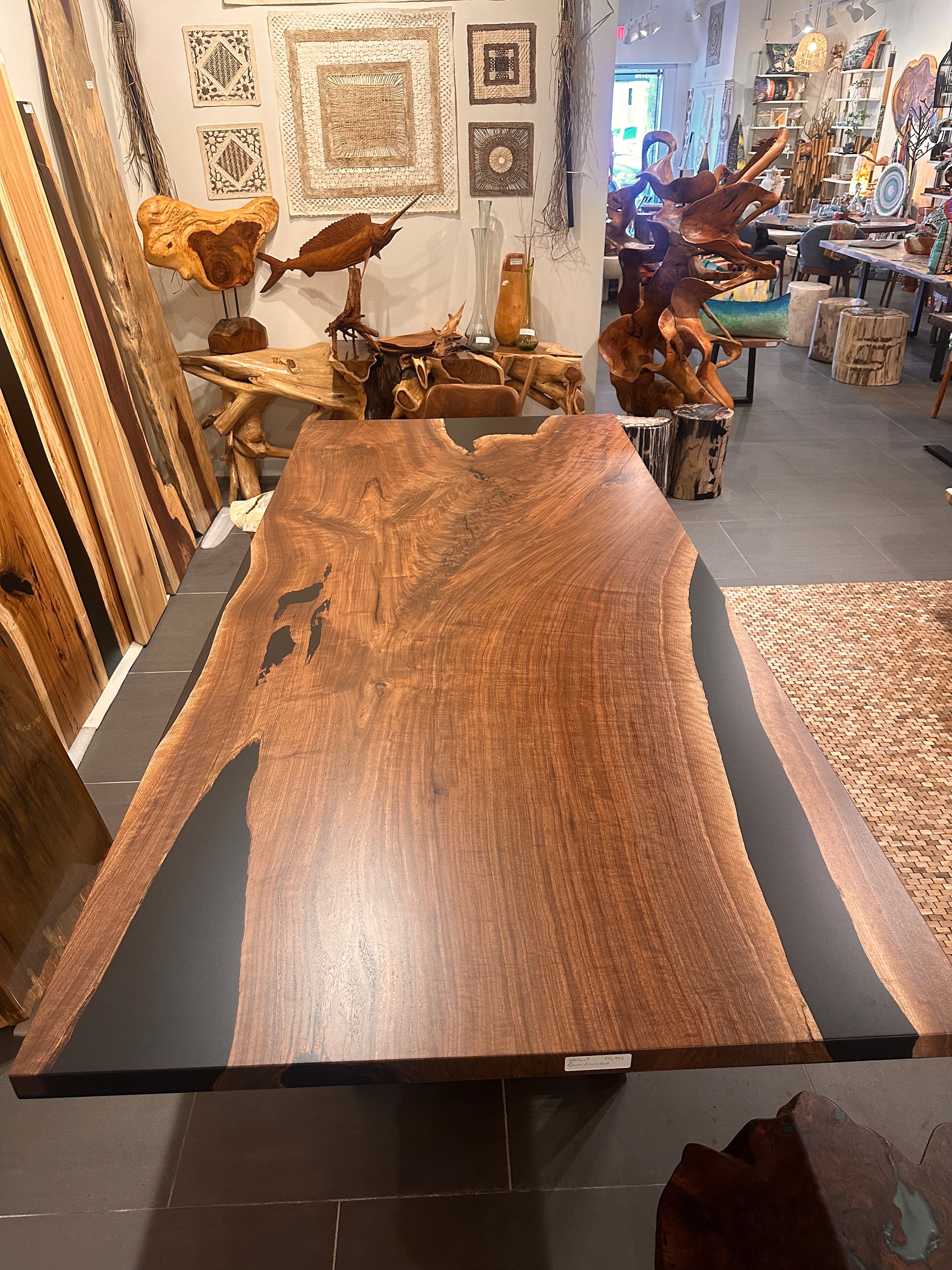101 Walnut Slab Table With Black Resin - Etsy