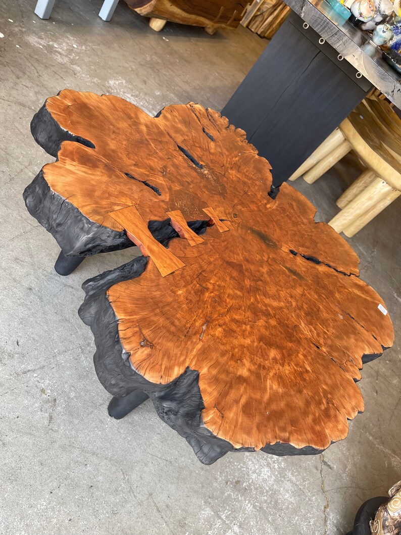 Crosscut Lychee Wood Coffee Table - Etsy