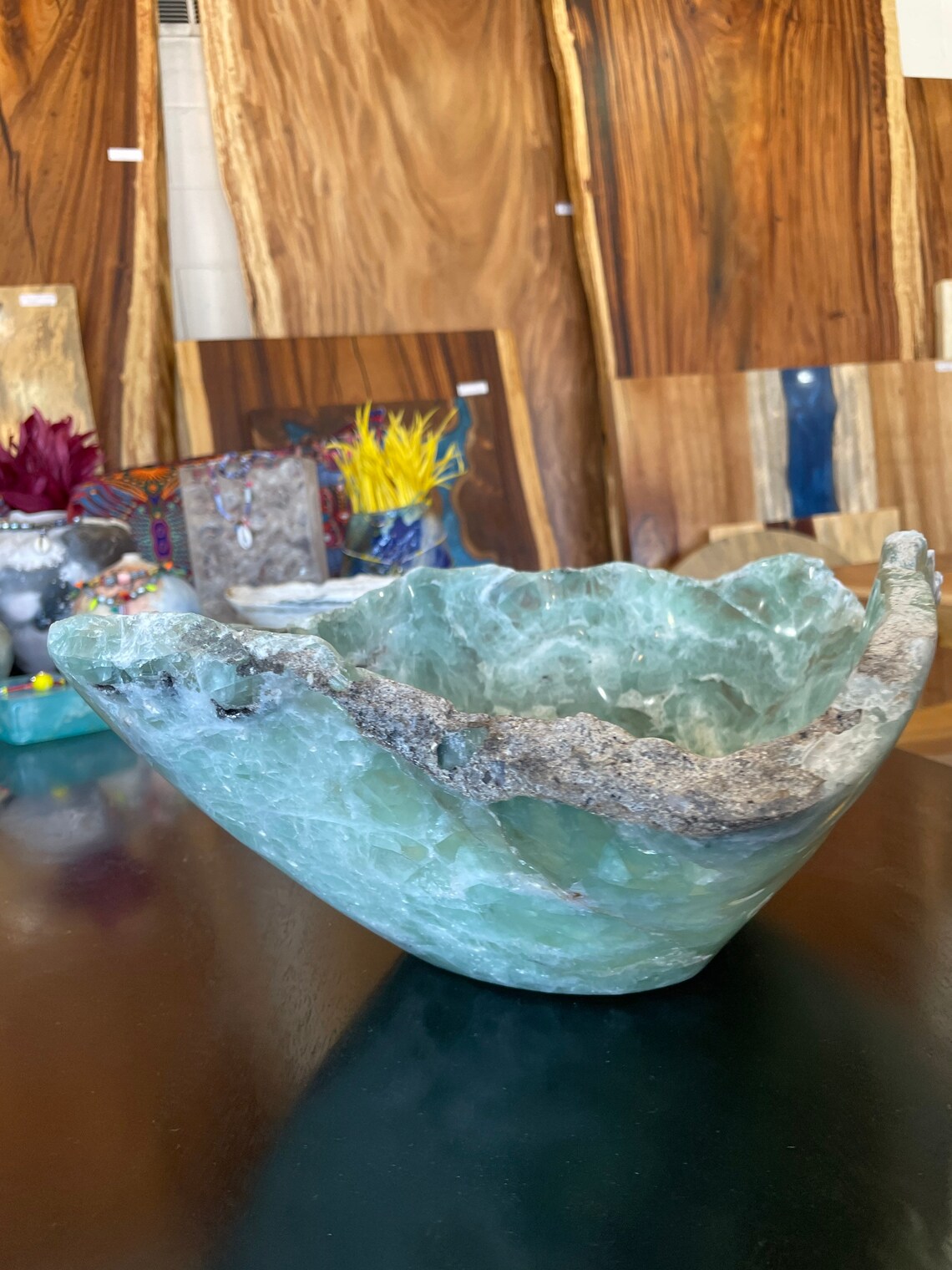 Large Fluorite Precious Natural Stone Decor Bowl | Etsy