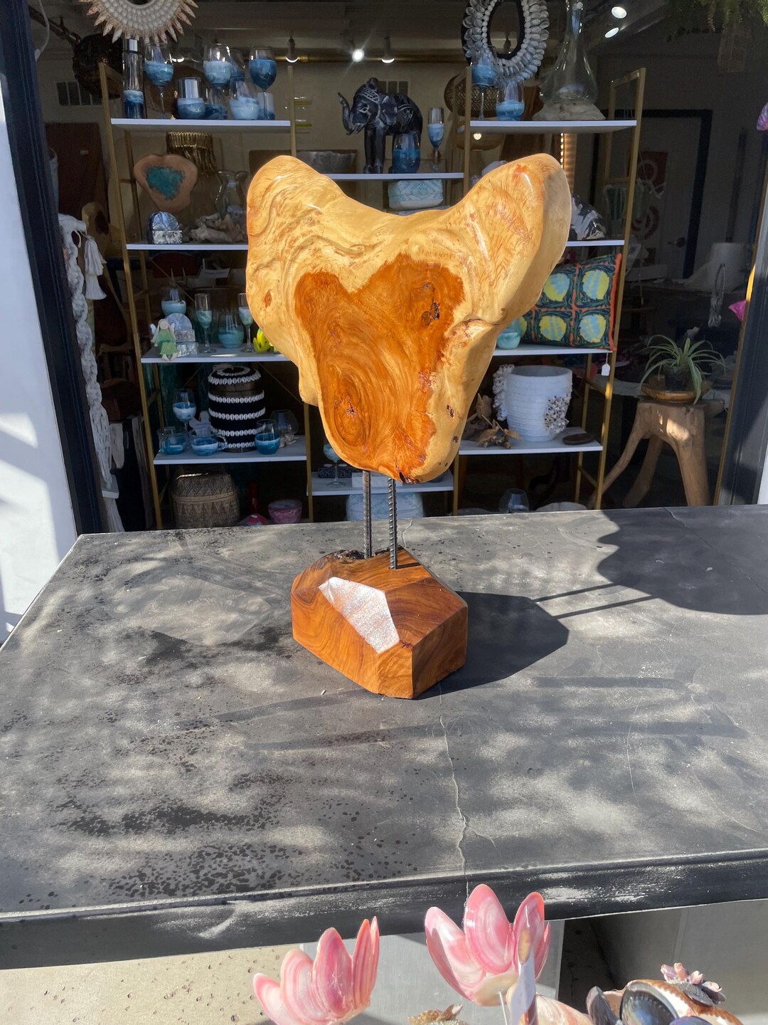 Hand Carved Abstravt Acacia Sculpture on Base - Etsy