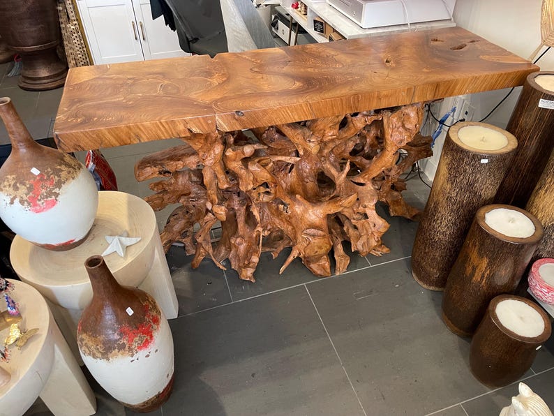 Reclaimed Teak Root Console 58”x 18" X 32” Tall - Etsy