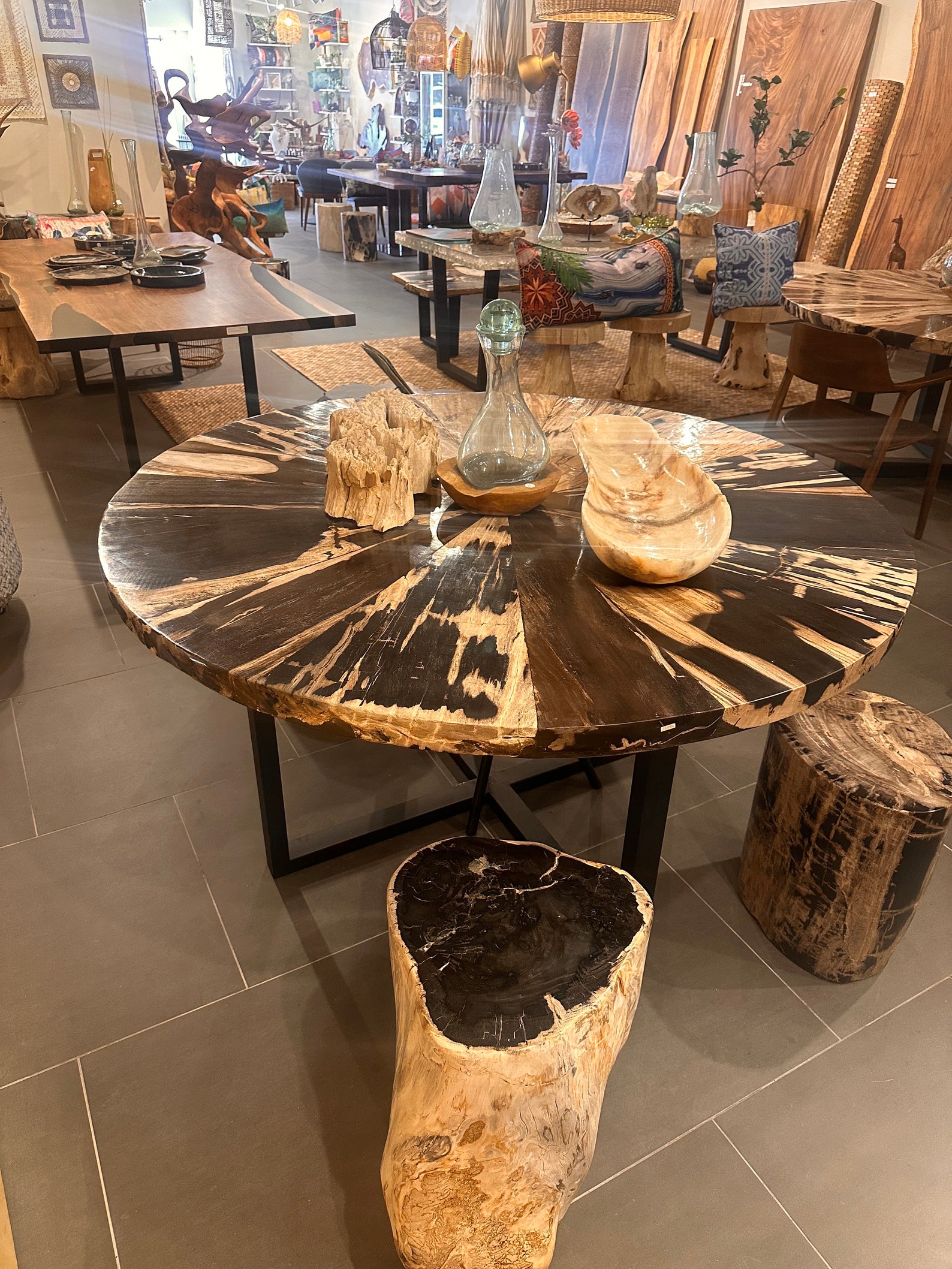 Round Petrified Dining Table - Etsy