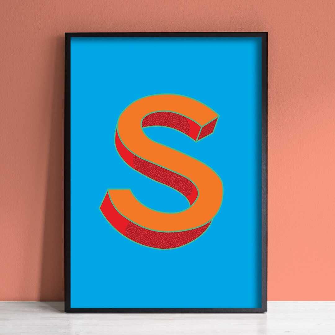 Letter S Print | Colourful Letter Print | Initial S Wall Art | Alphabet ...