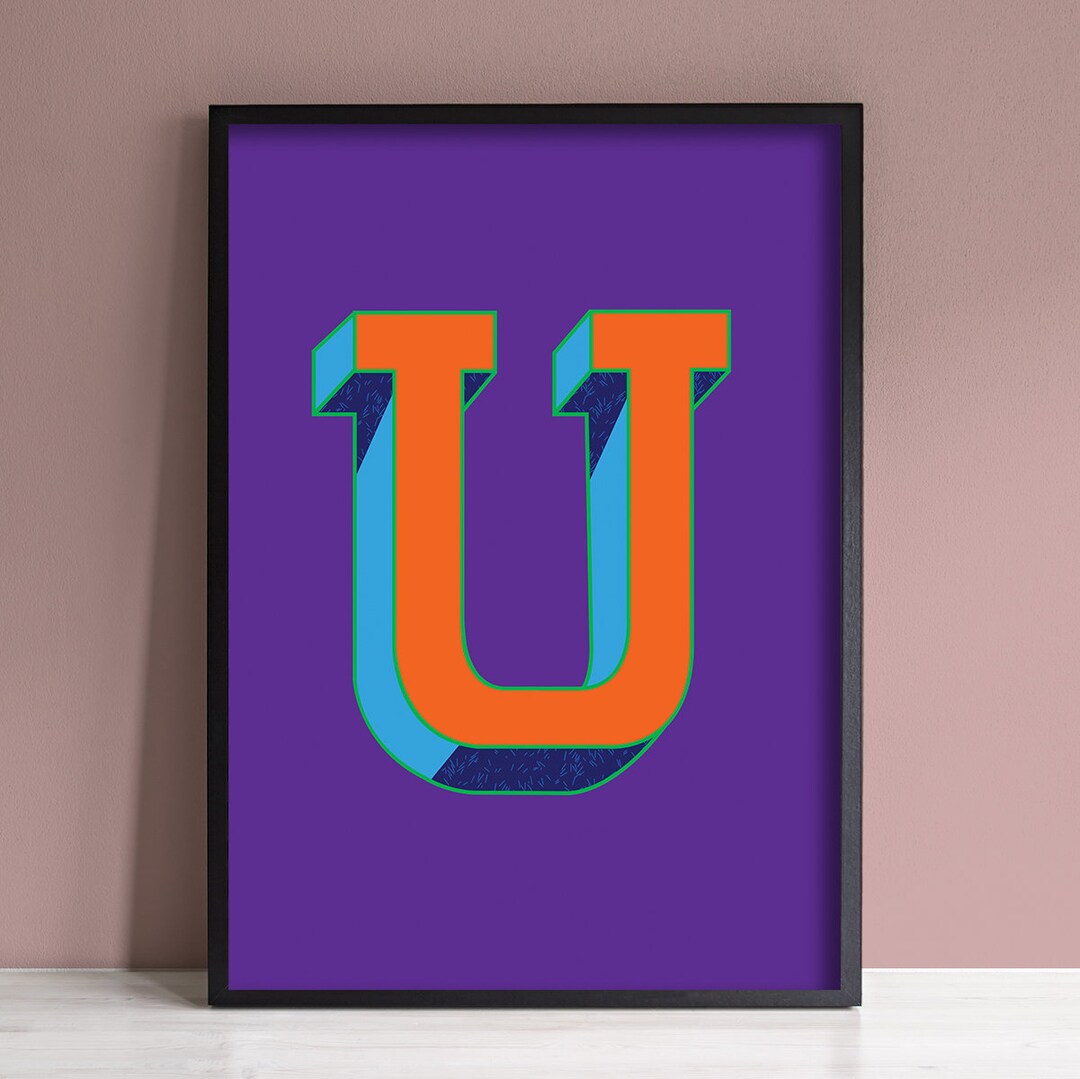 Letter U Print | Colourful Letter Print | Initial U Wall Art | Alphabet ...
