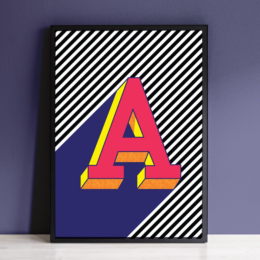 Letter A Print | Colourful Bold Initial Letter Art Print | Alphabet ...