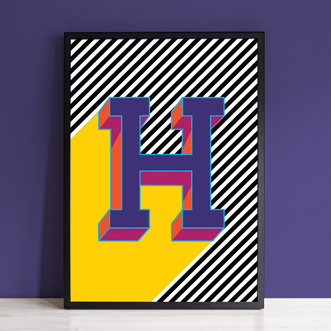Letter H Print | Colourful Letter Print | Initial Wall Art | Alphabet ...