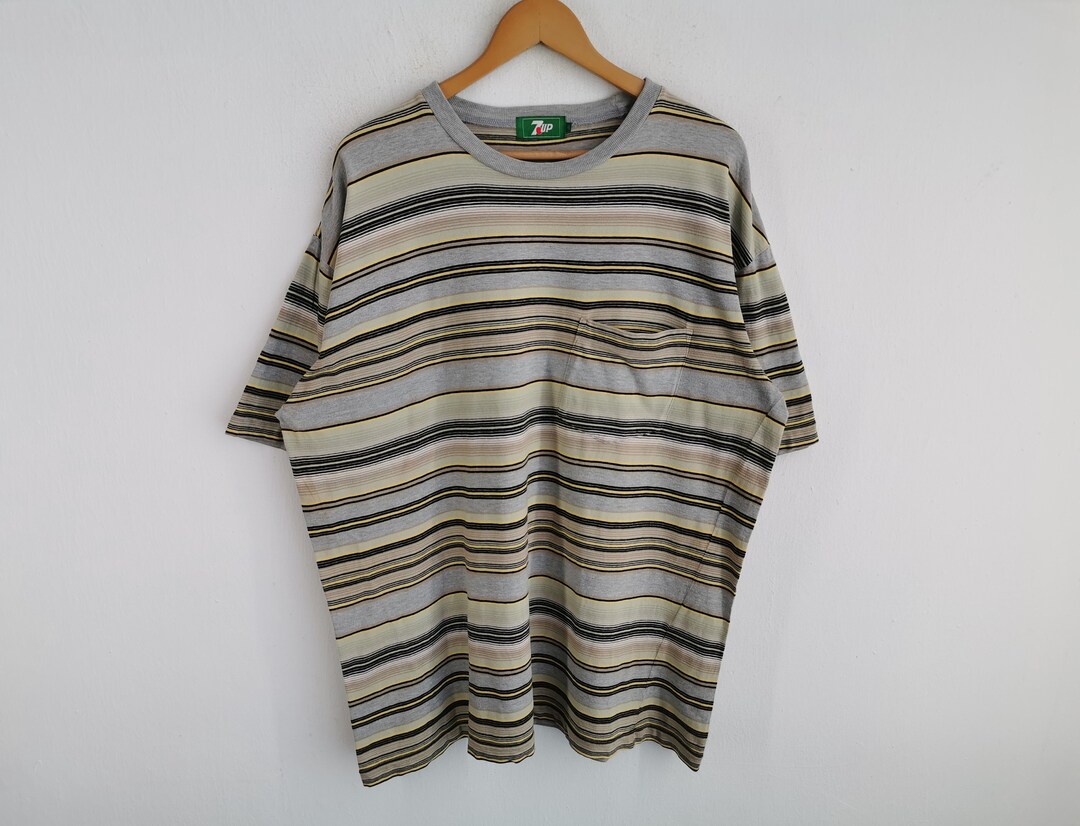 7UP Shirt Vintage 90s 7UP Seven up Striped Tee T Shirt Size 4L - Etsy