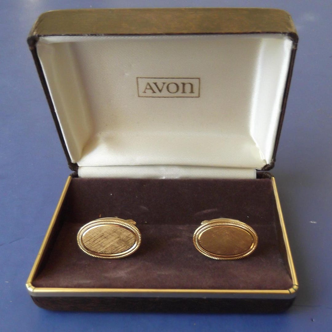 Cased Vintage Avon Goldtone Oval Cufflinks in the Box - Etsy