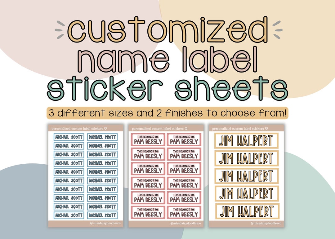 Personalized Name Label Stickers, Custom Gift Label Stickers, Student ...