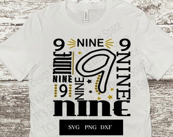 Nine SVG Ninth Birthday SVG Girl Birthday Svg Bday Svg - Etsy