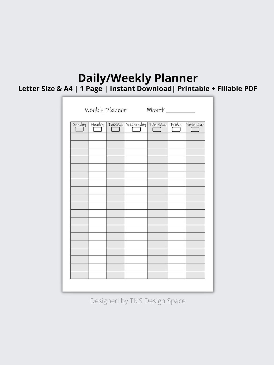 Blank Checklist Planner Printable, Monthly Planner Printable Editable ...