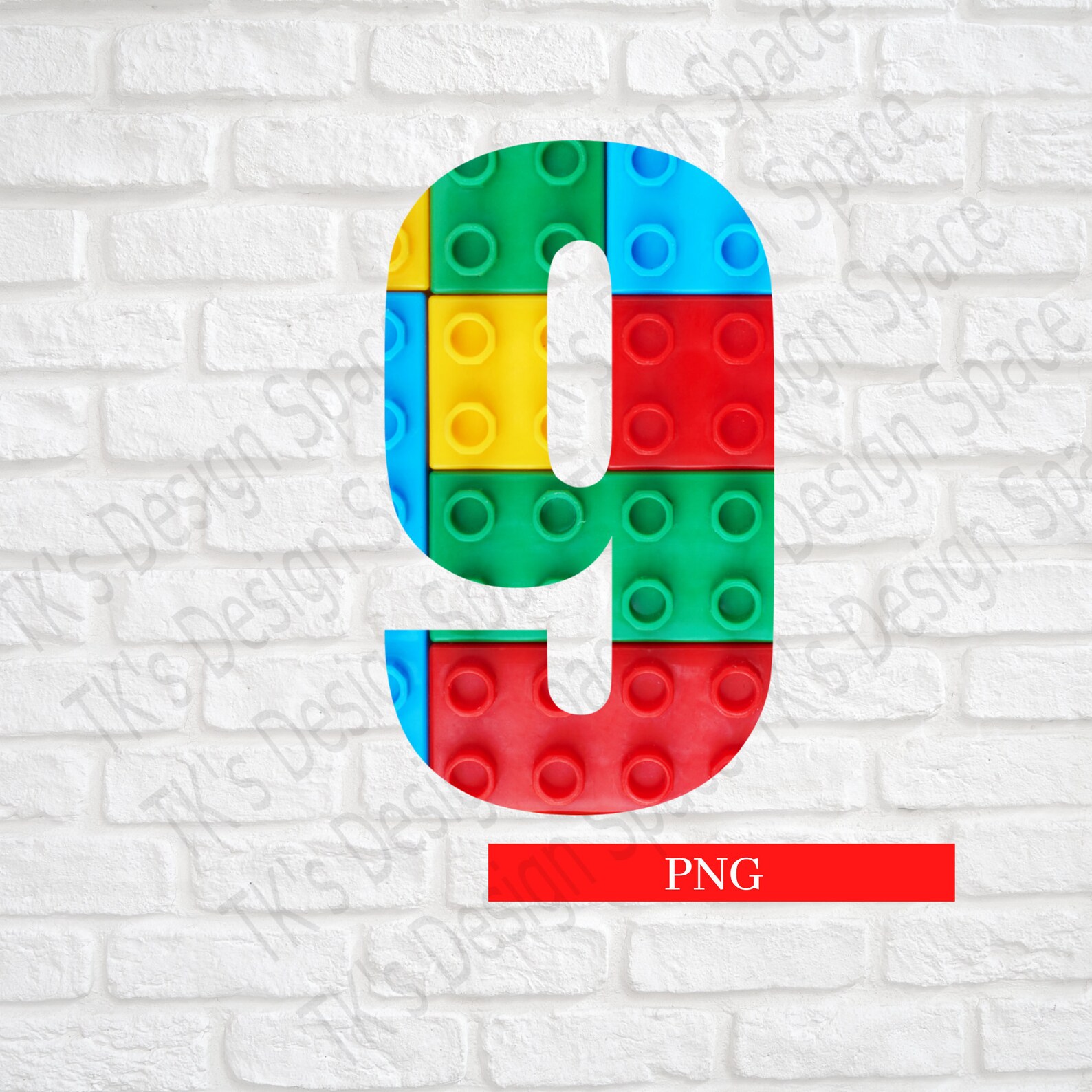 Nine PNG Printable Brick Letters Png 9th Birthday Ninth Birthday Kid ...