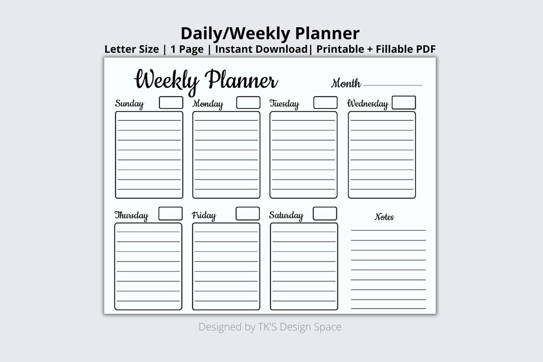 Blank Checklist Planner Printable, Weekly Planner Printable Editable to ...