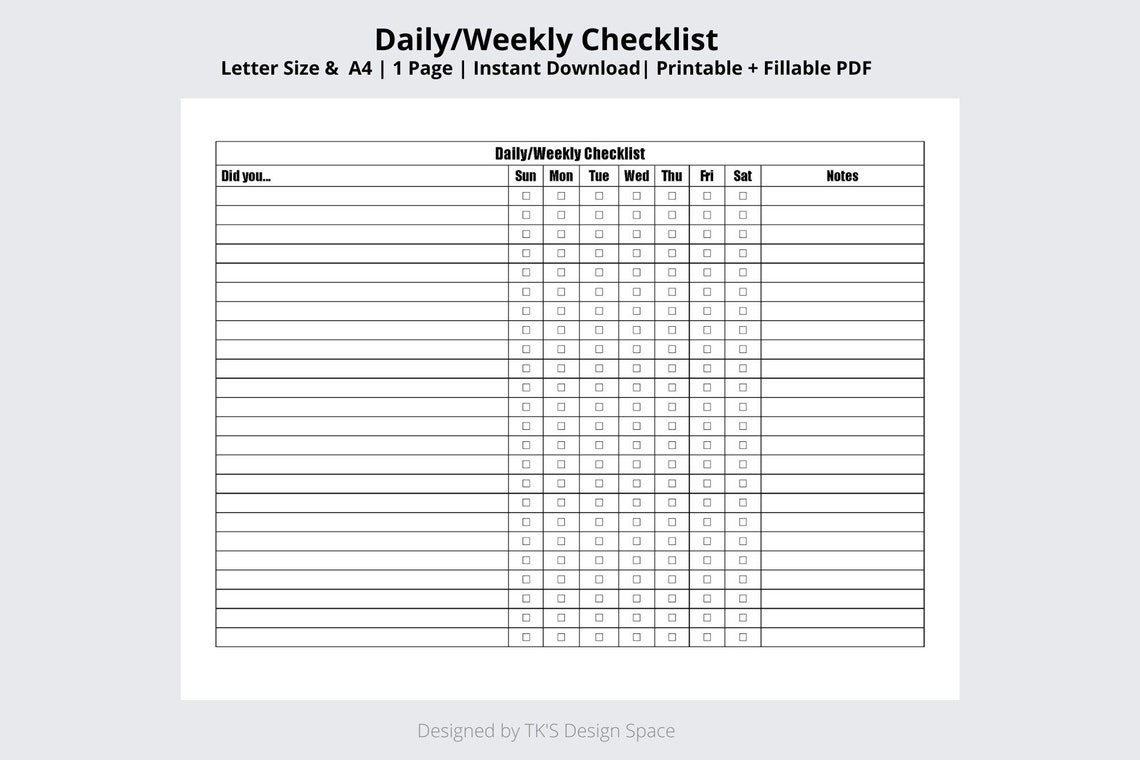 Blank Checklist Planner Printable, Weekly Planner Printable Editable to ...