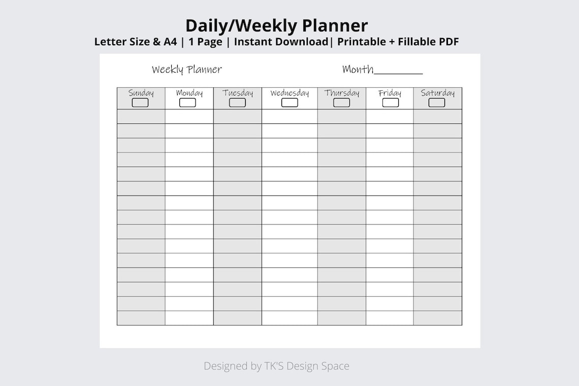 Blank Checklist Planner Printable, Daily Planner Printable Editable to ...