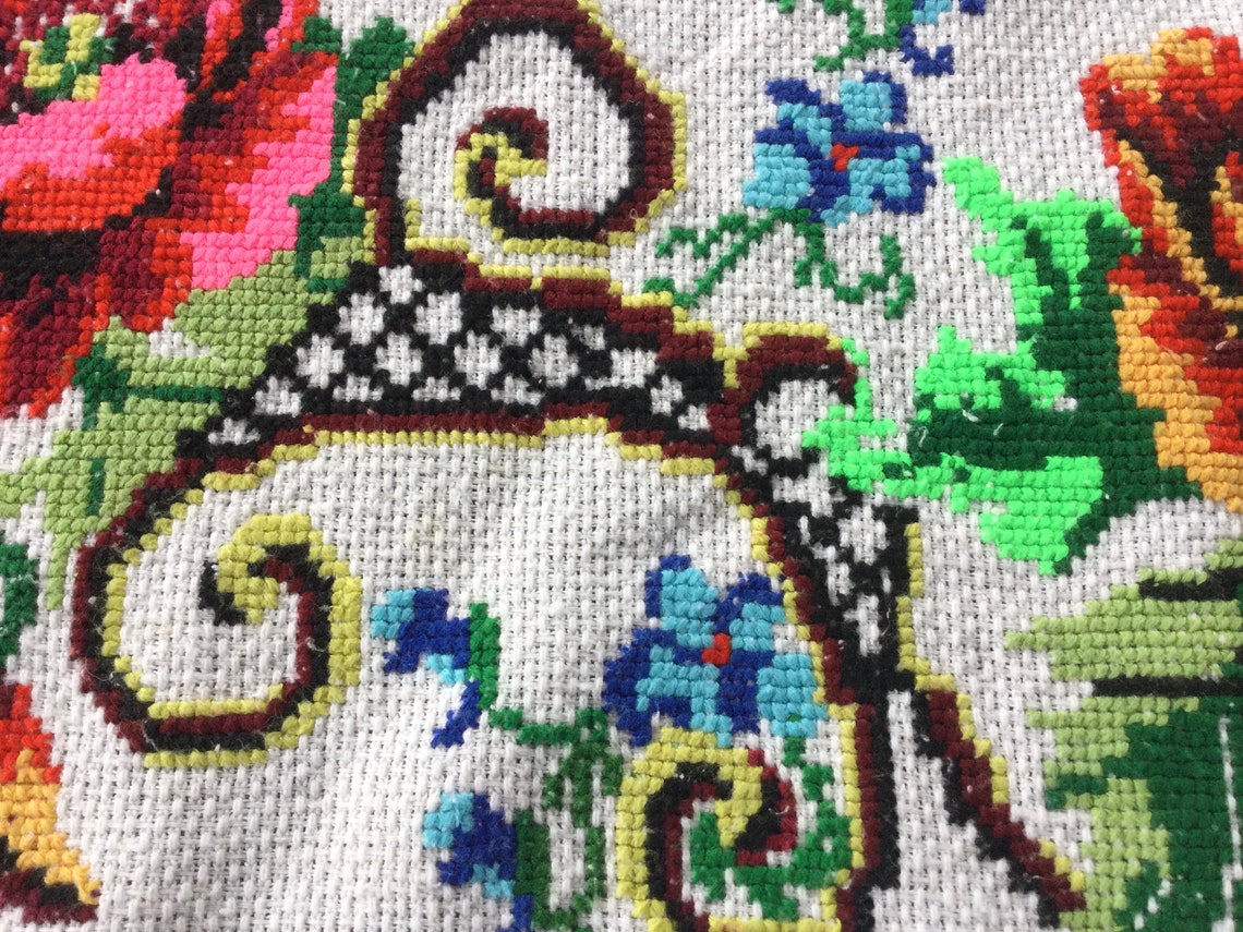 Vintage Ukrainian Fabric Embroidered Textile Handmade Cross Stitch ...