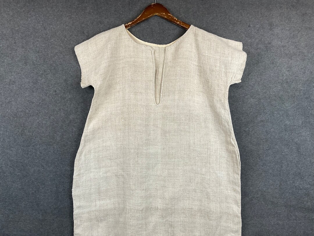 Antique Peasant Dress Ukrainian Shirtdress Handwoven Linen Viking ...