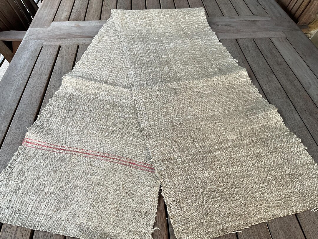 2 Yards Homespun Linen Fabric Antique Handwoven Textile Upholstery ...