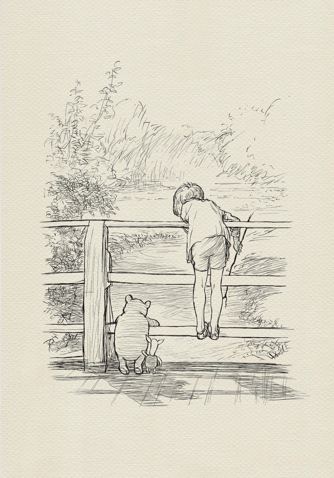 Poohsticks - Winnie the Pooh, Christopher Robin, Bridge Vintage Style ...