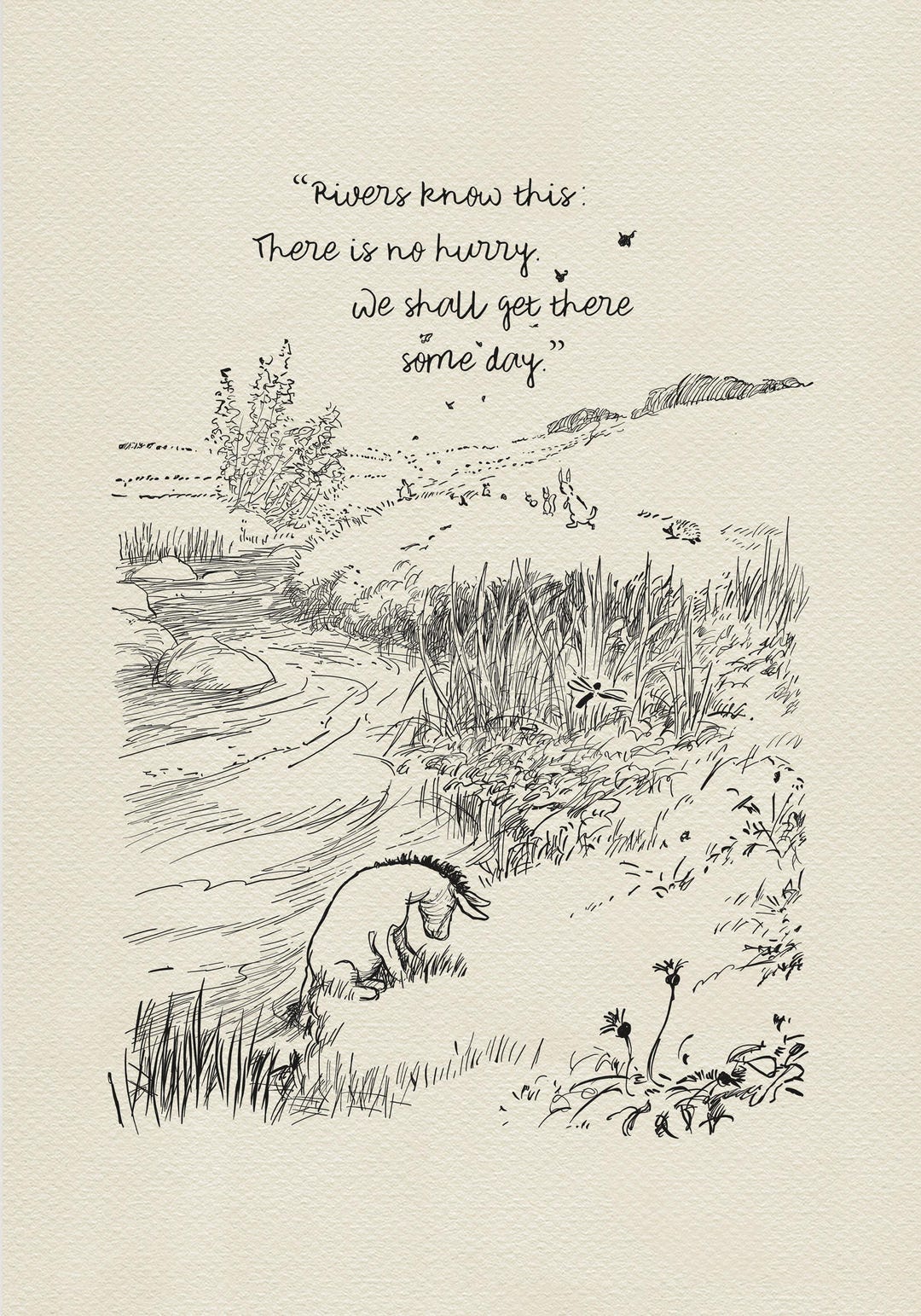 Winnie the Pooh Print With Quote: Eeyore Theme Classic Nursery Wall ...