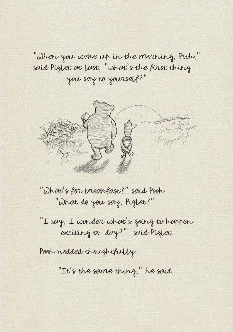 Winnie the Pooh Print With Quote: Nursery Decor, Vintage Children's ...