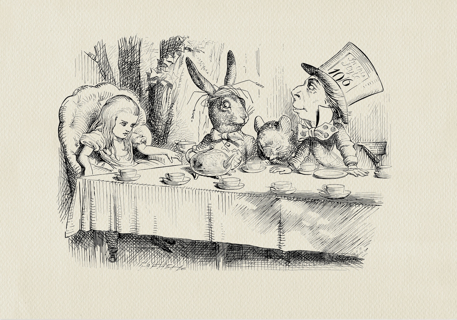 Mad Tea Party Vintage Style Poster Print Alice in Wonderland Copy of ...