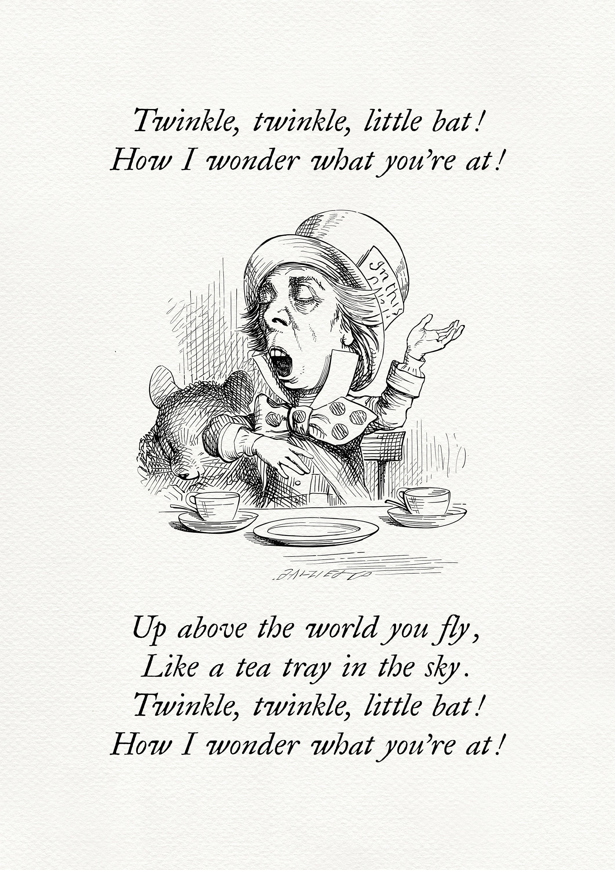 Twinkle Twinkle Little Bat the Mad Hatter Classic Quote - Etsy