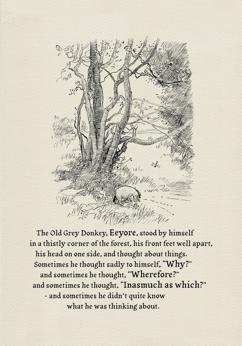 The Old Grey Donkey Eeyore Winnie the Pooh Quotes Classic - Etsy