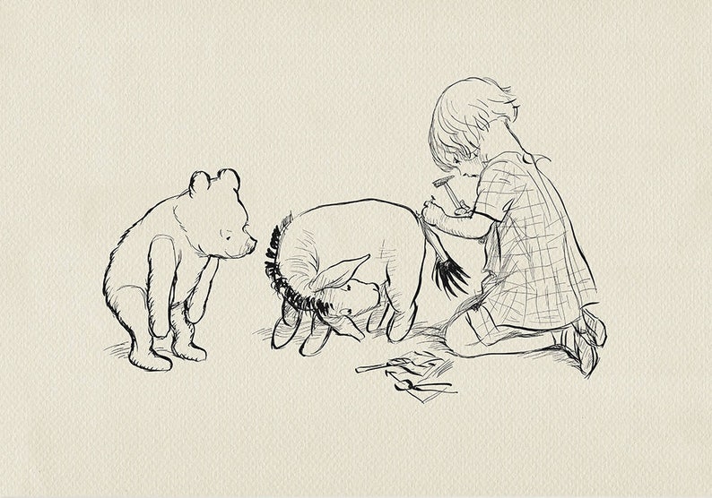 Eeyore's Tail Winnie the Pooh classic style poster print | Etsy