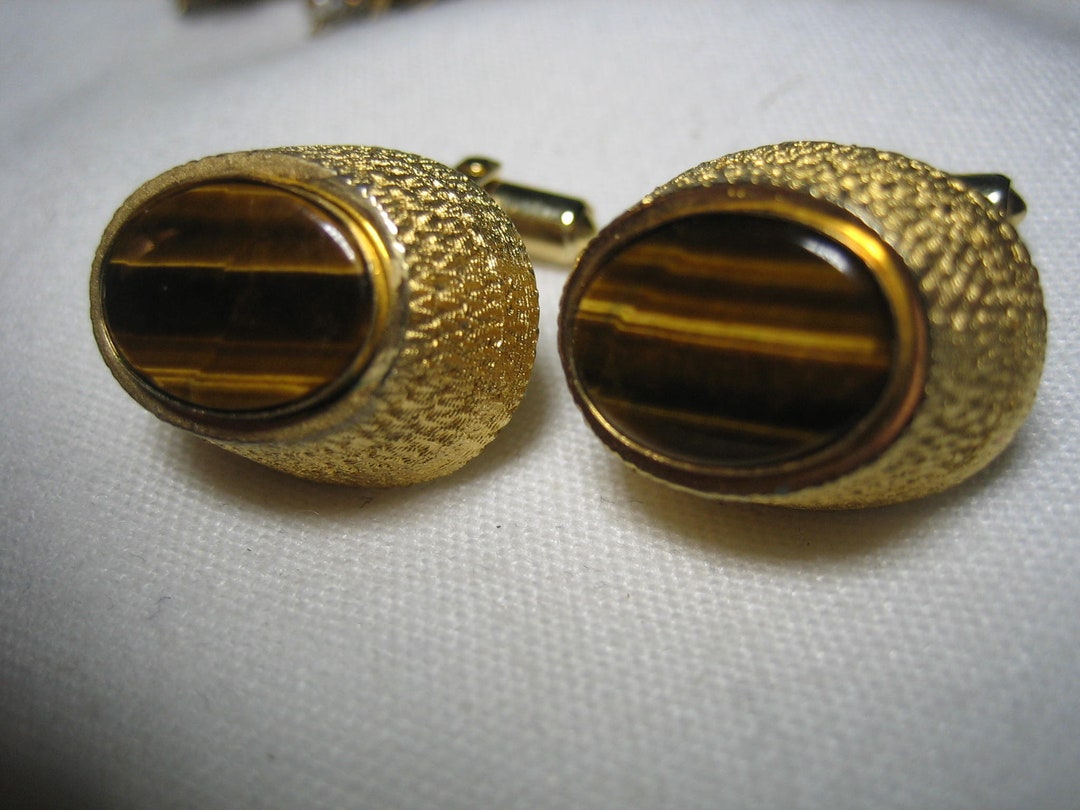Vintage Chris Dior Tiger Eye Cufflinks - Etsy