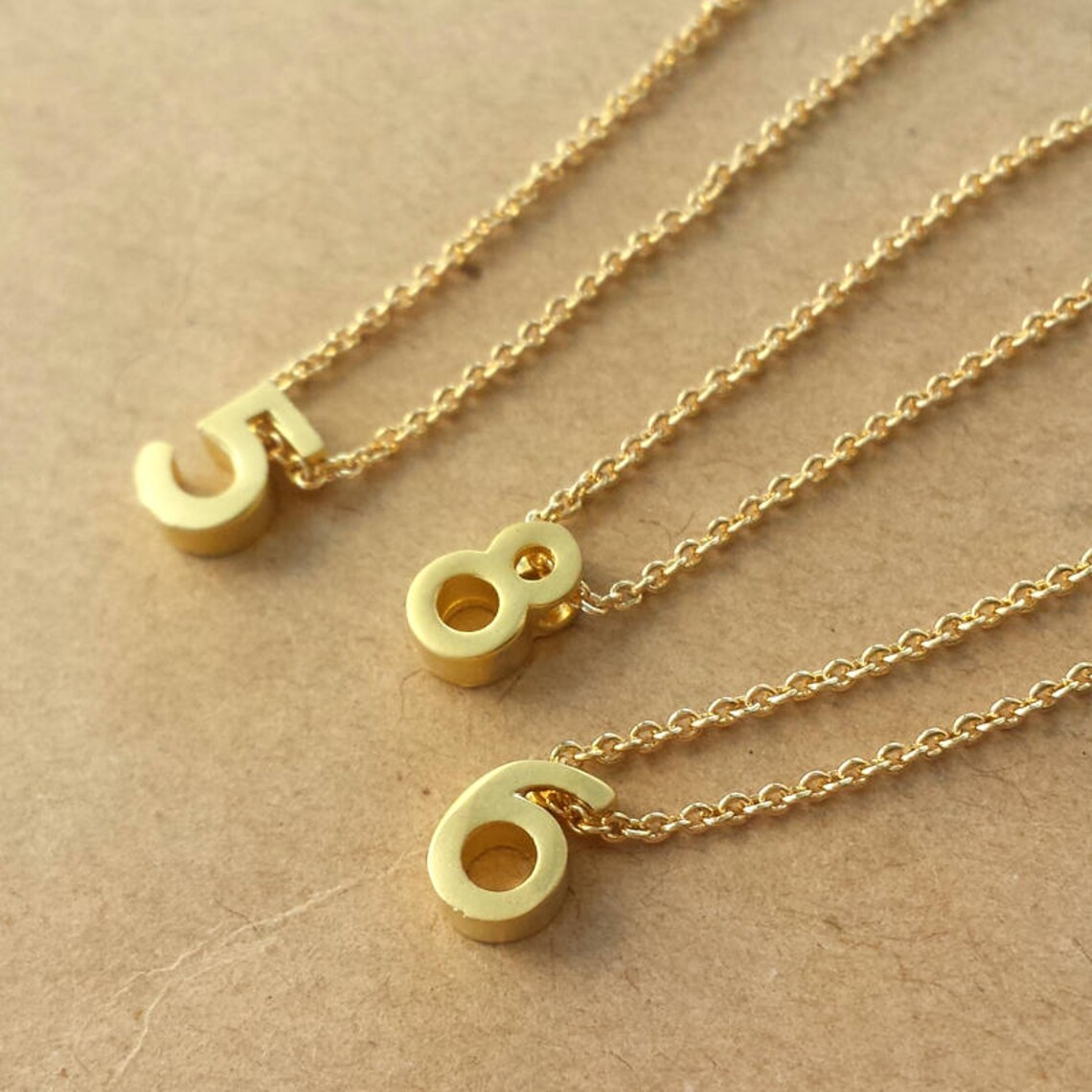 Golden Lucky Number Necklace matte Number Golden Chain - Etsy
