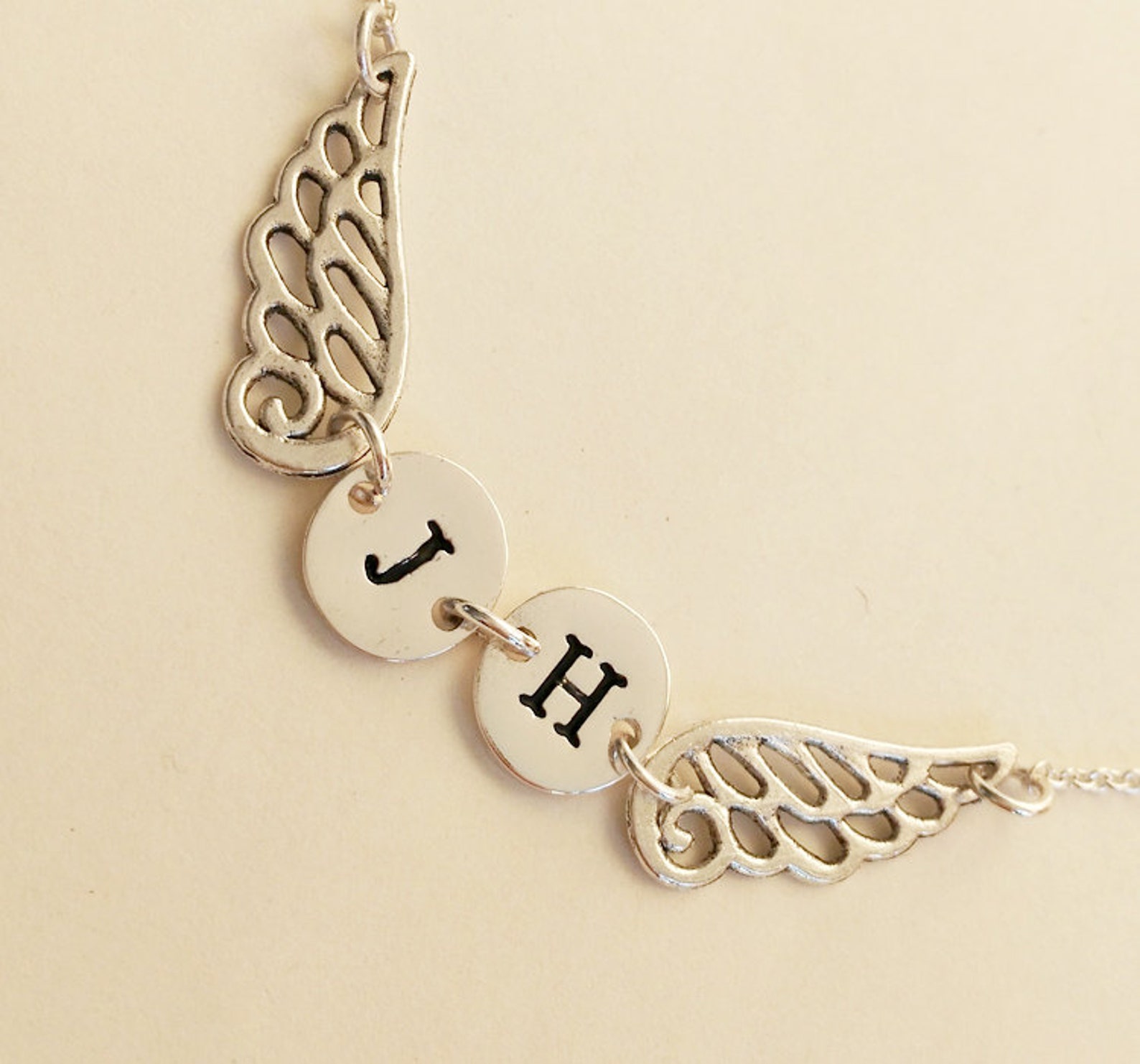 Angel Wing Bracelet Wing personalized Initialsilver | Etsy