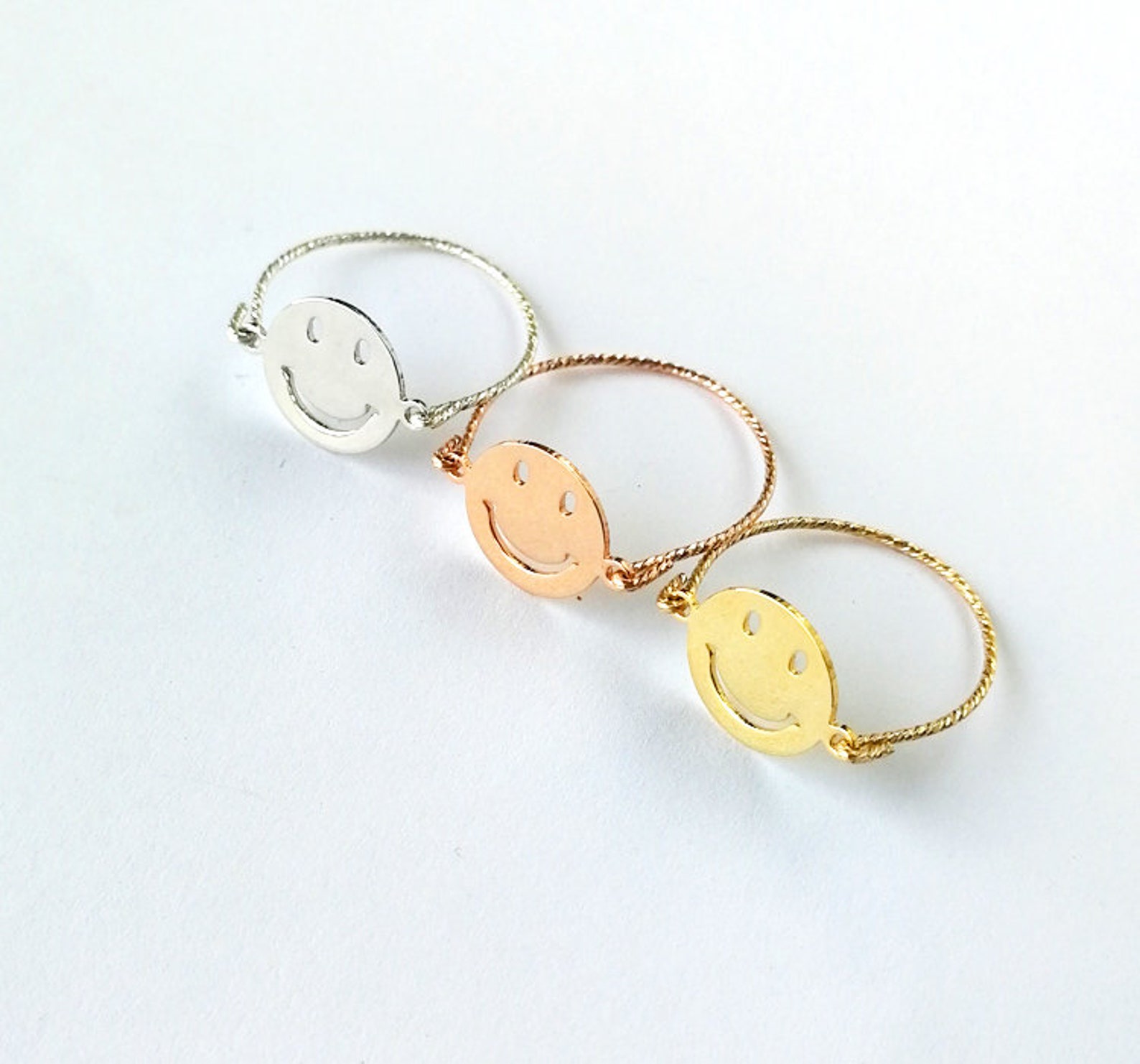 Smiling Face Ring, 925 Sterling Silver Wire, Gold Filled Wire, Connect ...