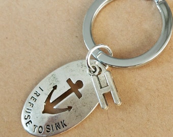 Antique Silver Keychain Basketball and Personalized Initial | Etsy